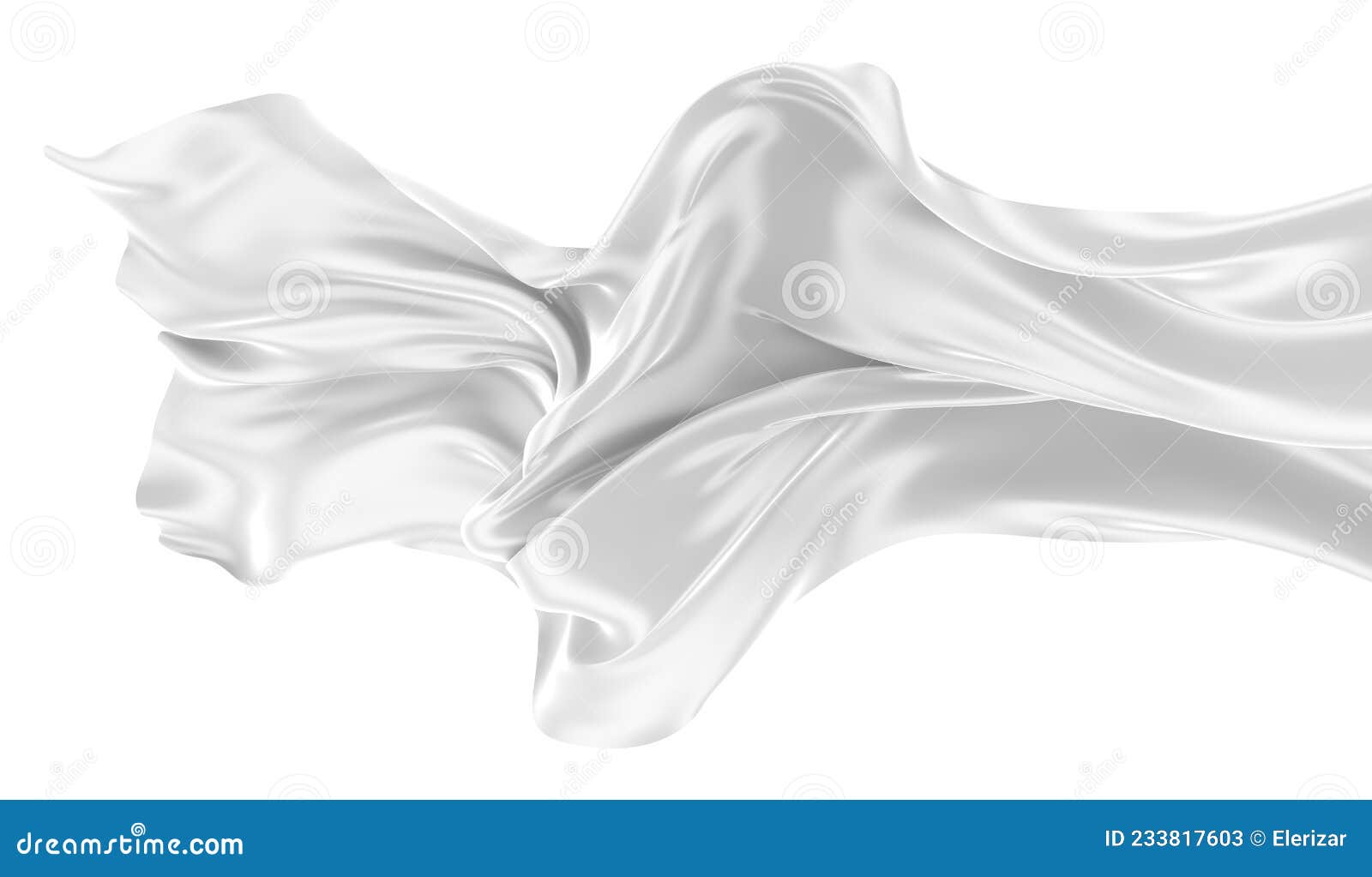 Beautiful Flowing Fabric of White Wavy Silk or Satin. 3d Rendering ...