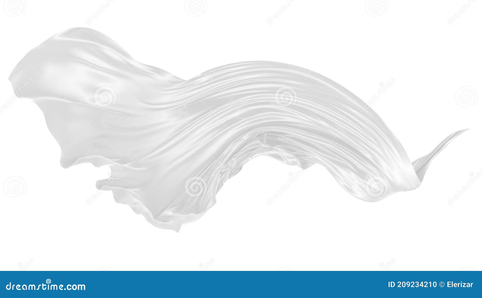 Beautiful Flowing Fabric of White Wavy Silk or Satin. 3d Rendering ...