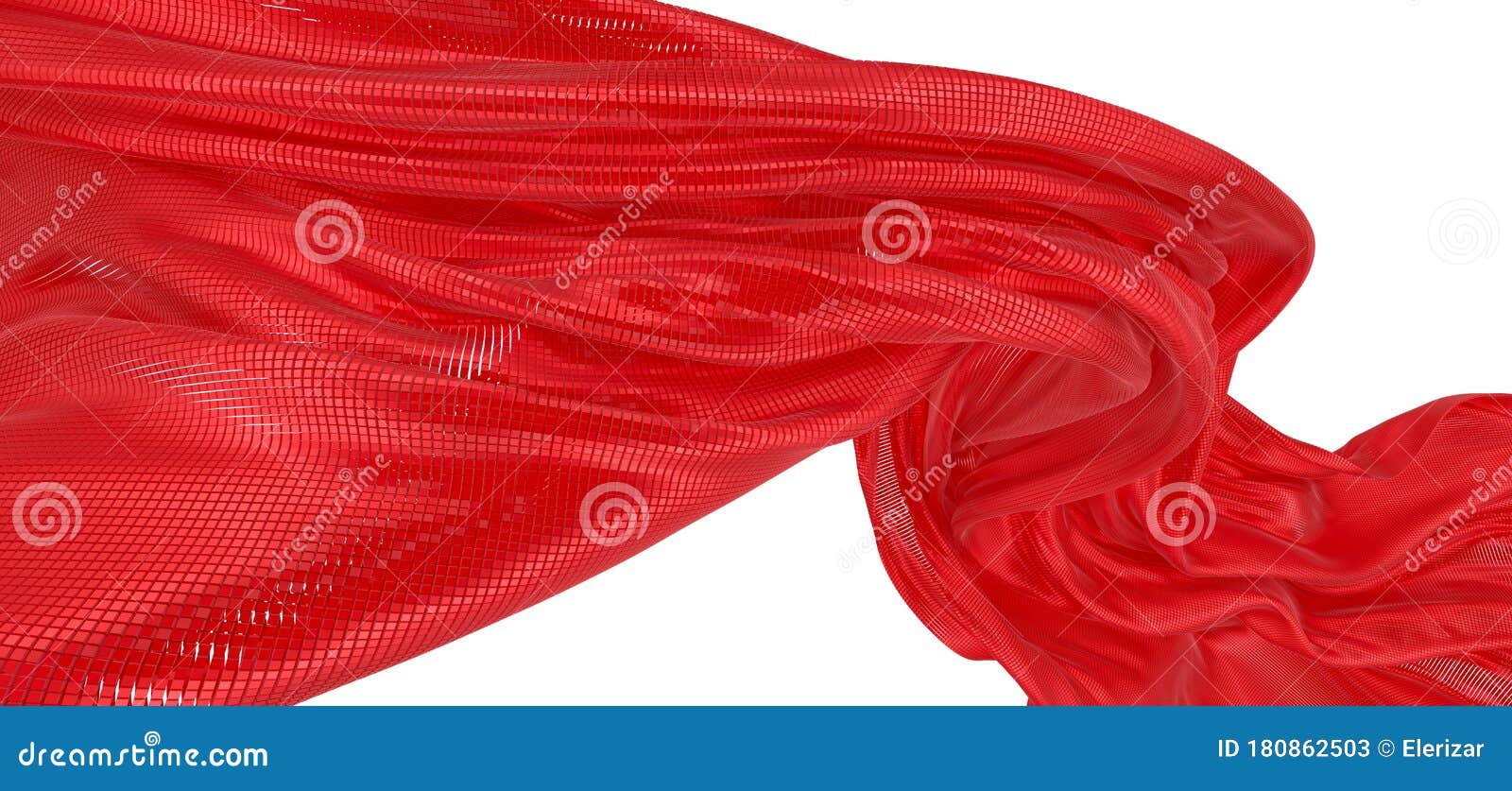 Beautiful Flowing Colored Particles. Red Wavy Shape Made of Small Cubes ...