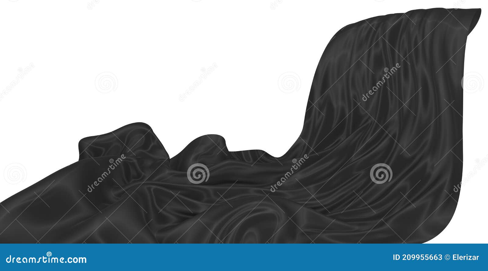 Beautiful Flowing Fabric of Black Wavy Silk or Satin. 3d Rendering ...