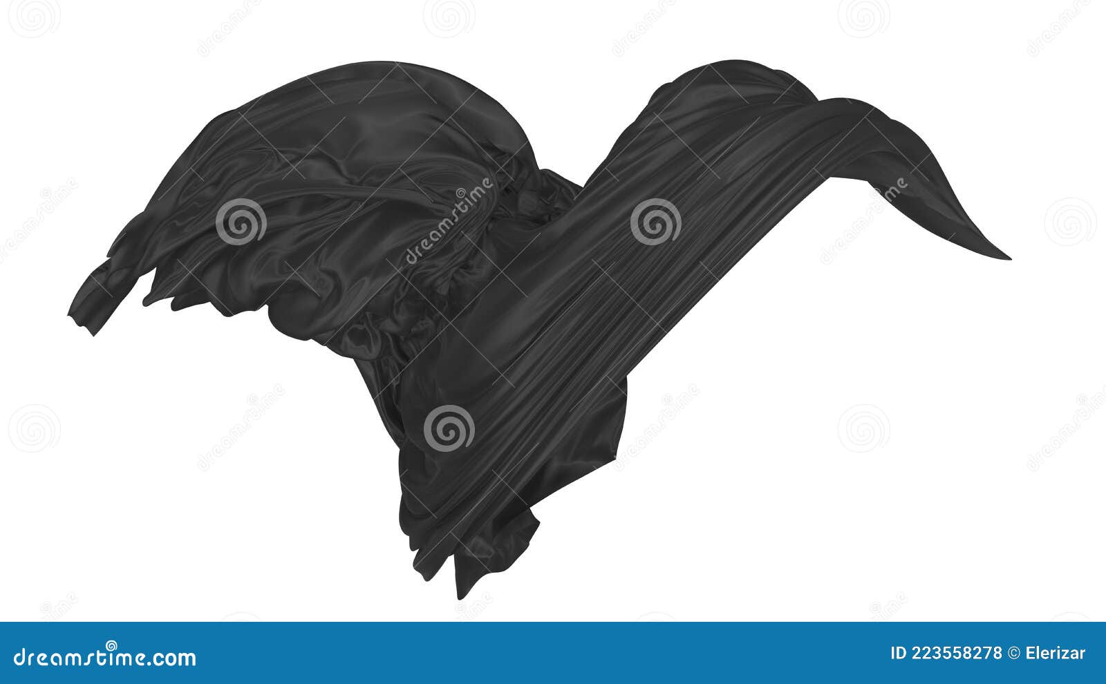 Beautiful Flowing Fabric of Black Wavy Silk or Satin. 3d Rendering ...