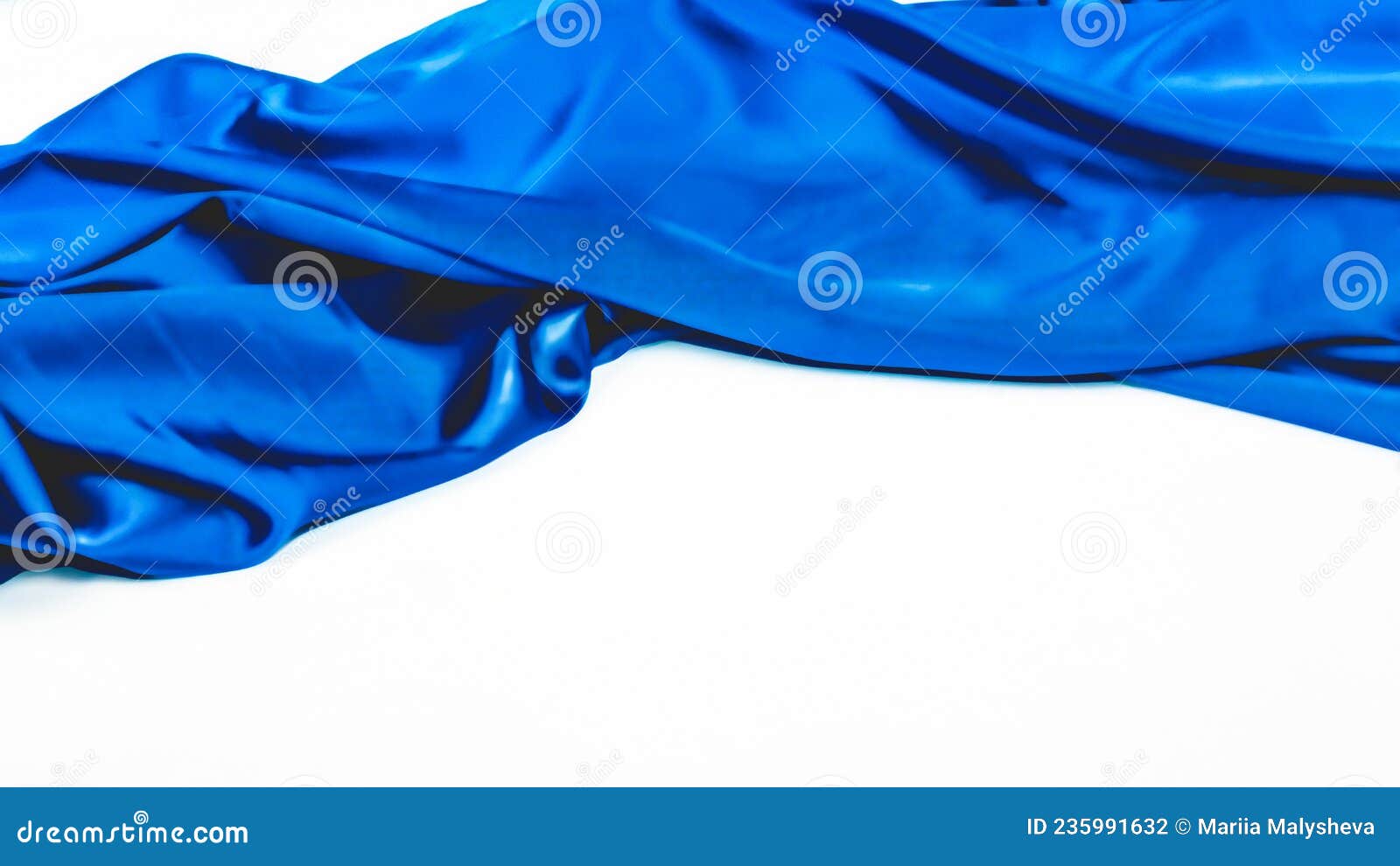 Beautiful Flowing Fabric of Blue Wavy Silk or Satin Stock Photo - Image ...
