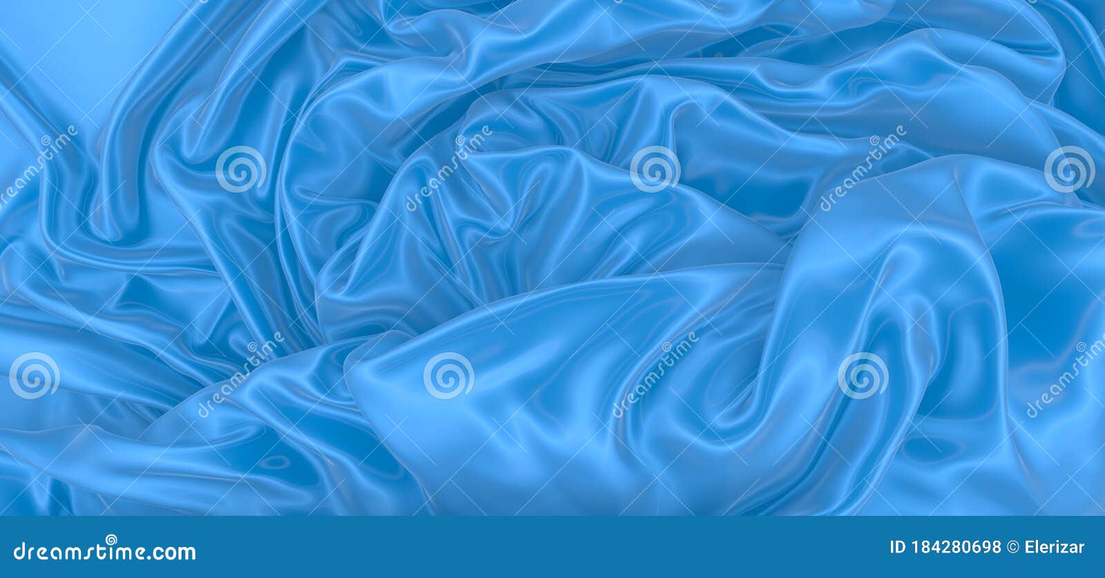 Beautiful Flowing Fabric of Blue Wavy Silk or Satin. 3d Rendering Image ...