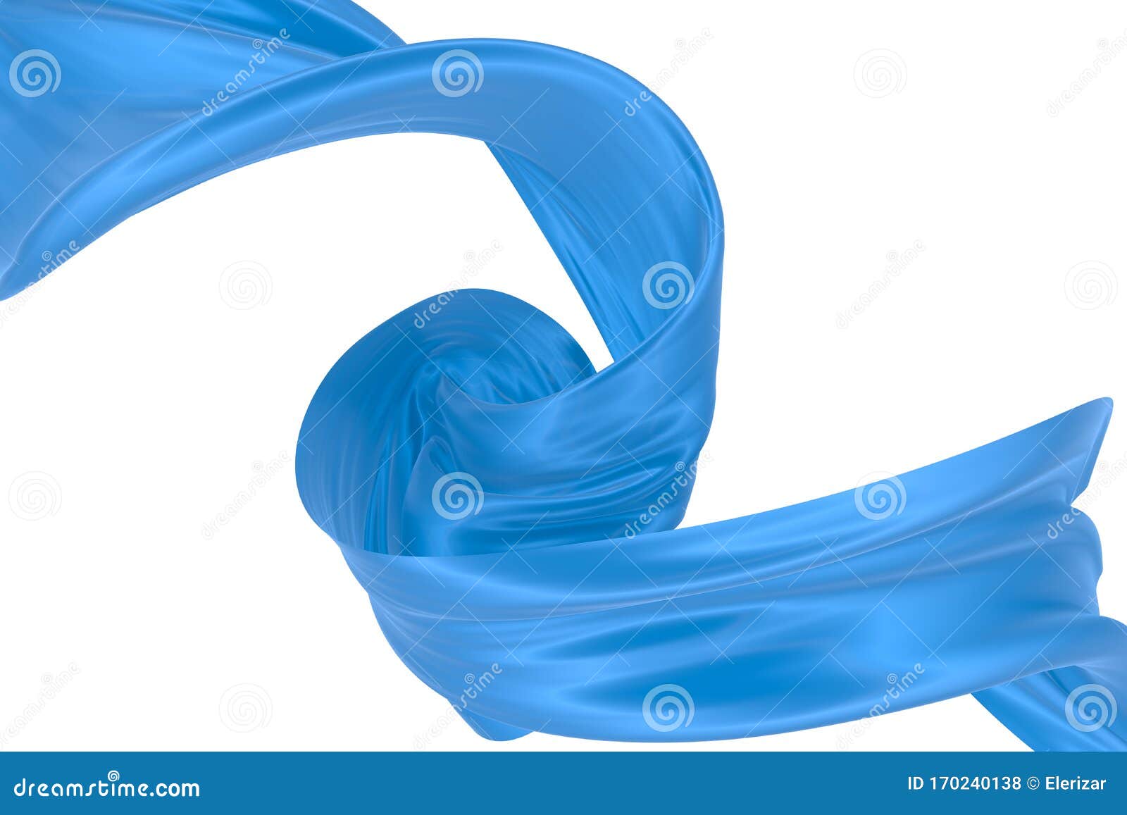 Beautiful Flowing Fabric of Blue Wavy Silk or Satin. 3d Rendering Image ...