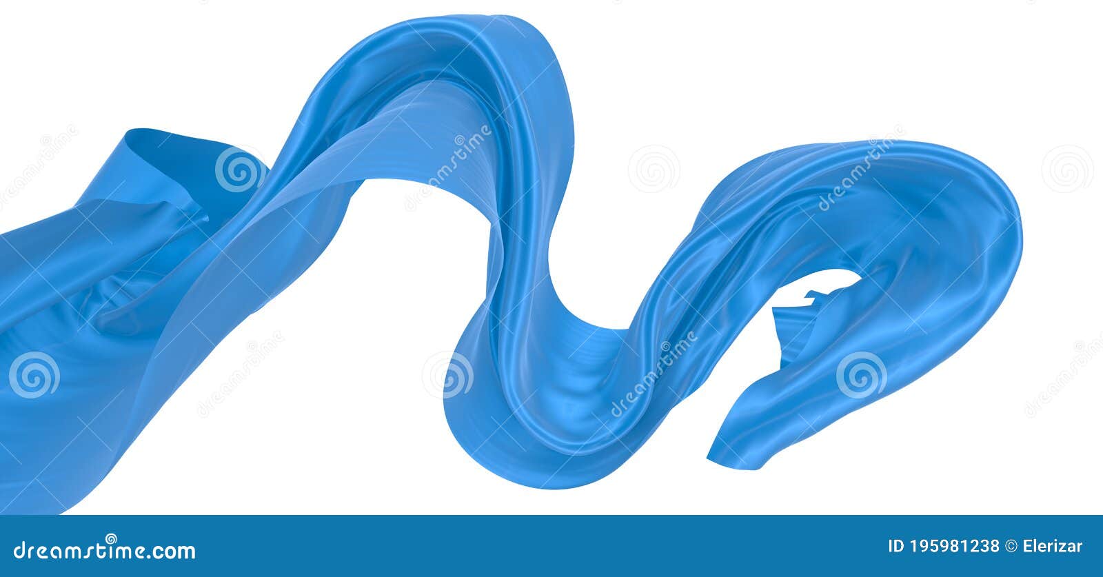 Beautiful Flowing Fabric of Blue Wavy Silk or Satin. 3d Rendering Image ...