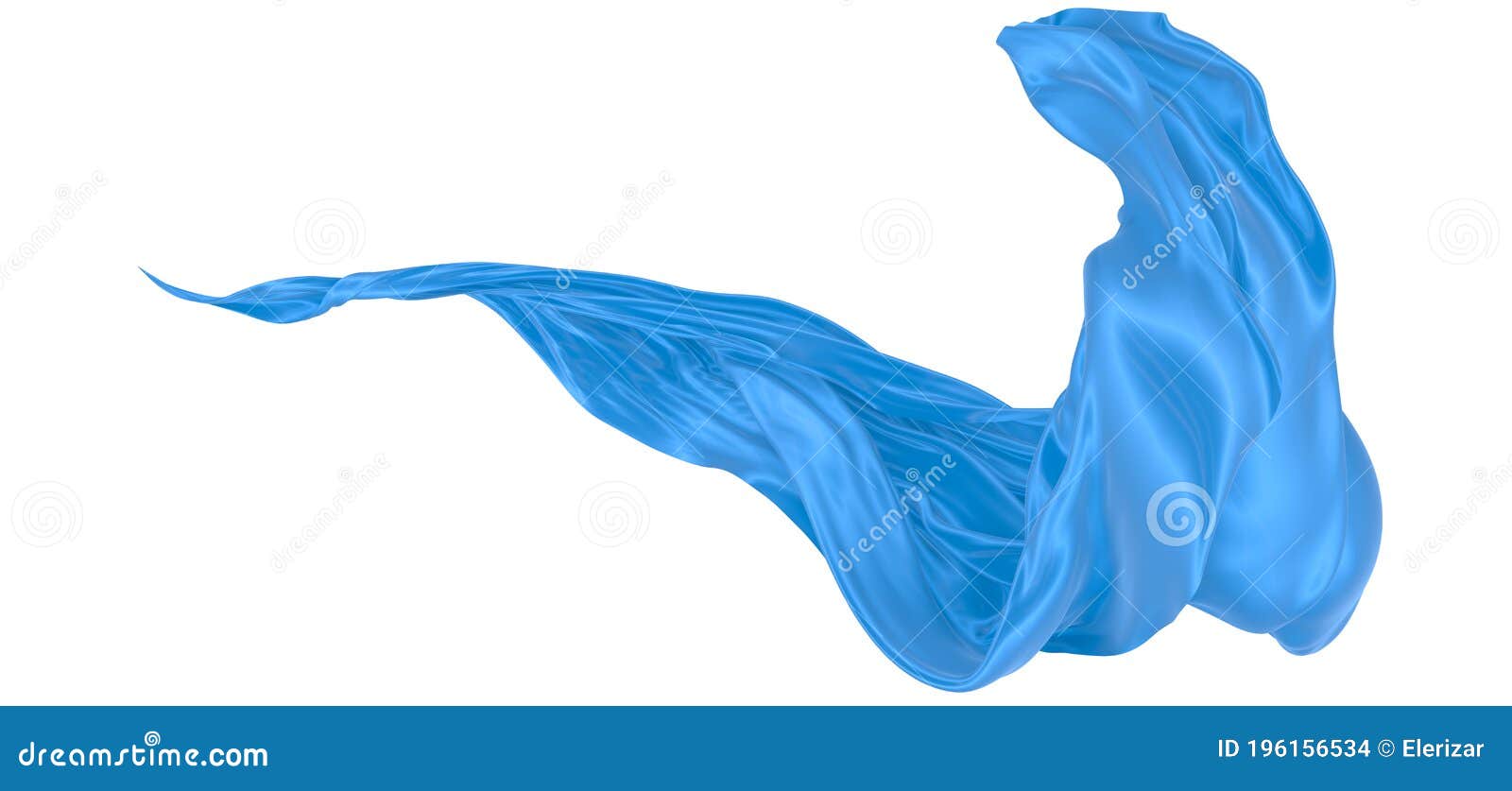 Beautiful Flowing Fabric of Blue Wavy Silk or Satin. 3d Rendering Image ...