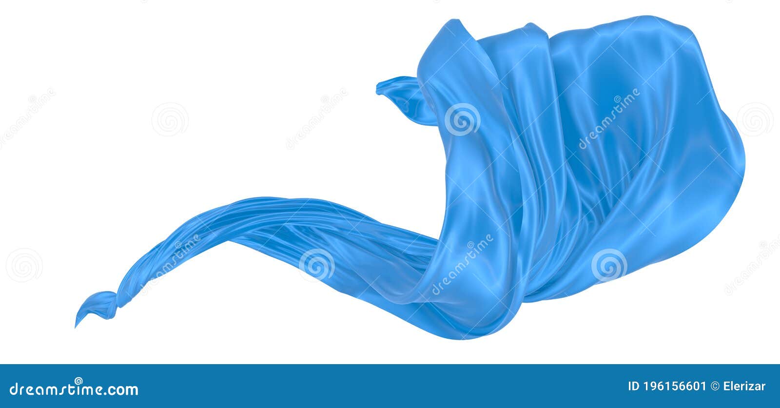 Beautiful Flowing Fabric of Blue Wavy Silk or Satin. 3d Rendering Image ...