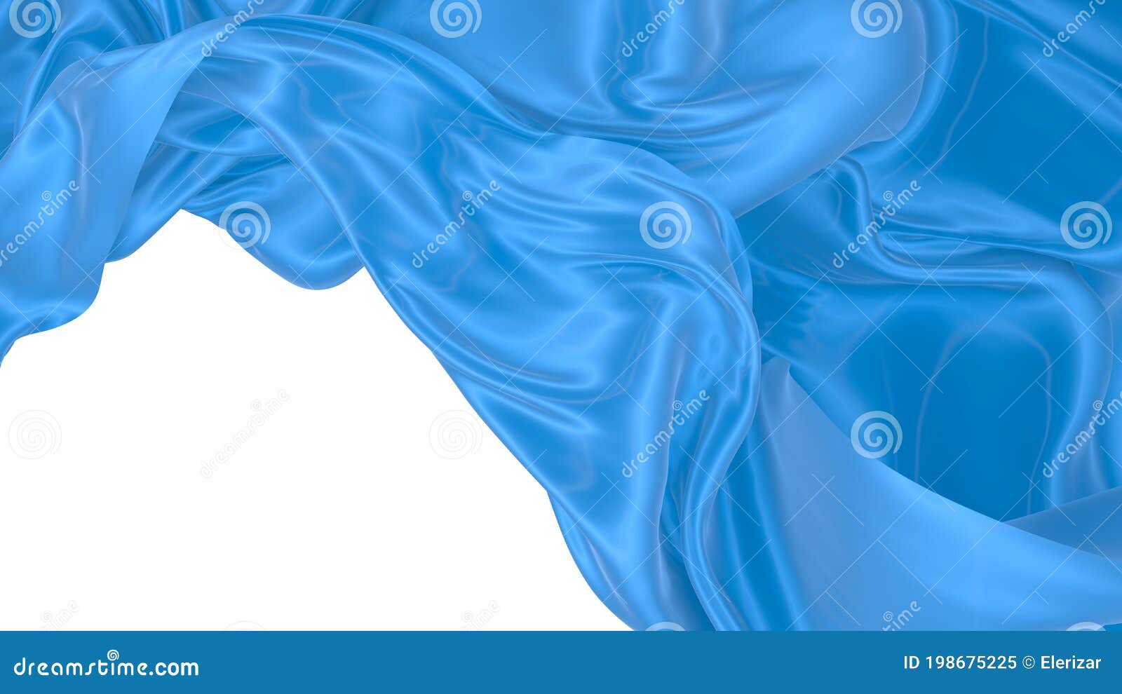 Beautiful Flowing Fabric of Blue Wavy Silk or Satin. 3d Rendering Image ...