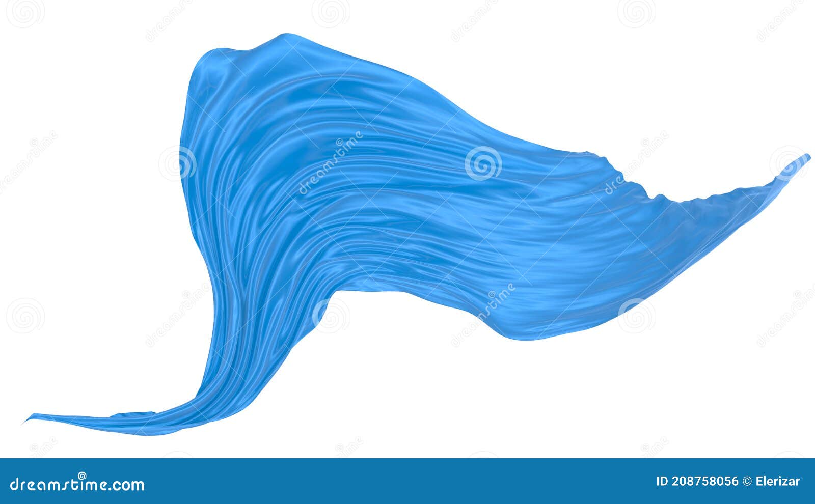 Beautiful Flowing Fabric of Blue Wavy Silk or Satin. 3d Rendering Image ...