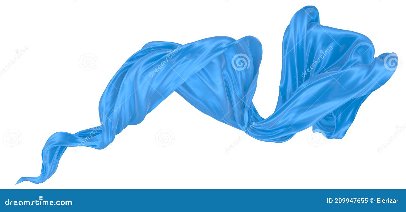 Beautiful Flowing Fabric of Blue Wavy Silk or Satin. 3d Rendering Image ...