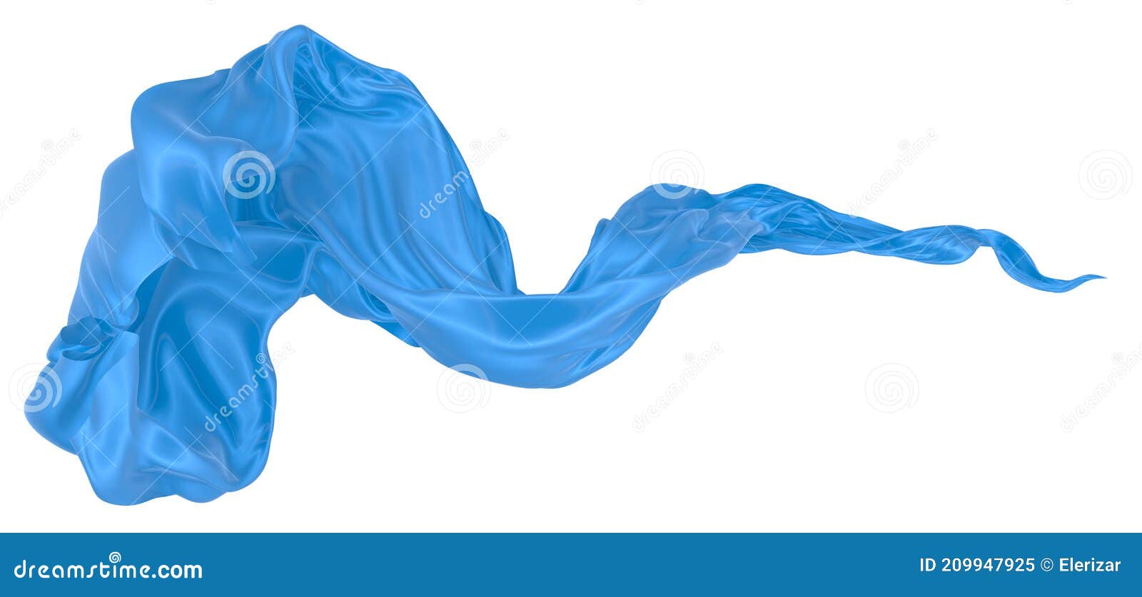 Beautiful Flowing Fabric of Blue Wavy Silk or Satin. 3d Rendering Image ...