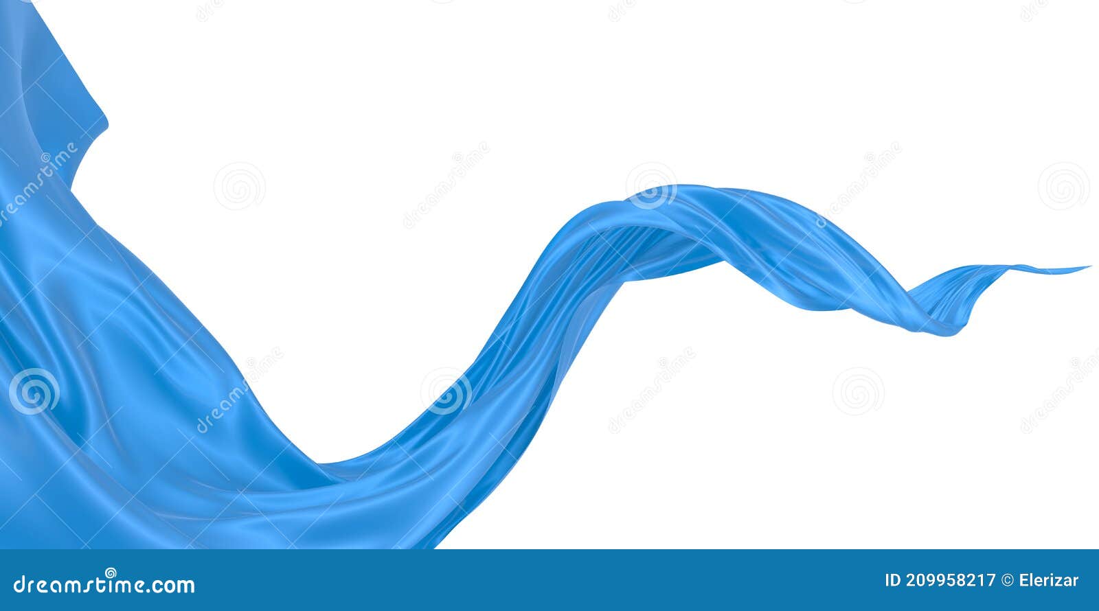 Beautiful Flowing Fabric of Blue Wavy Silk or Satin. 3d Rendering Image ...
