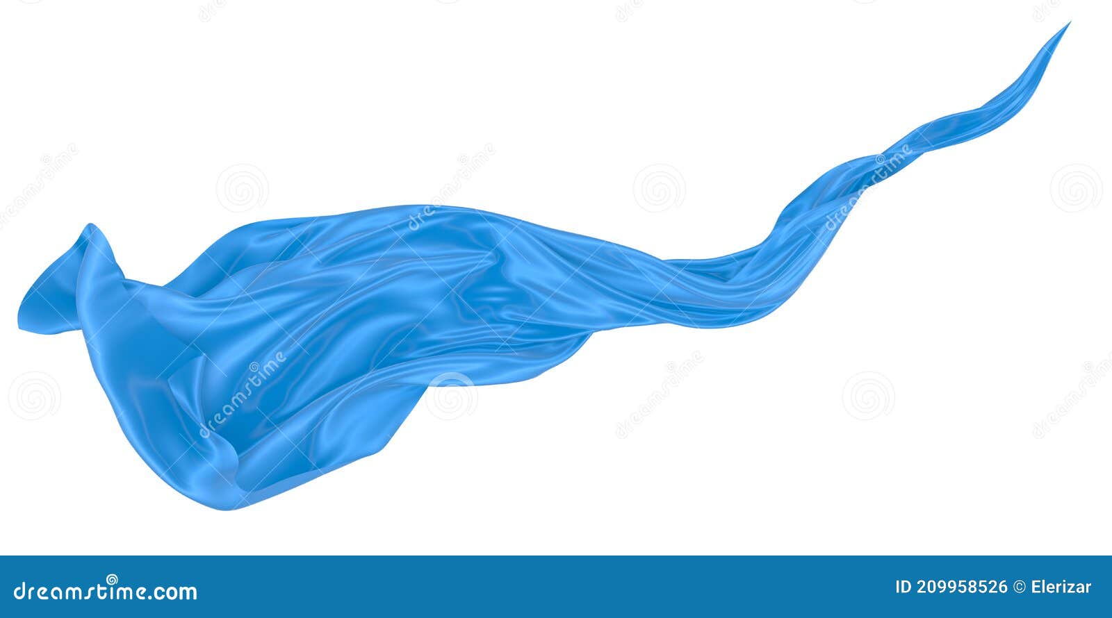 Beautiful Flowing Fabric of Blue Wavy Silk or Satin. 3d Rendering Image ...