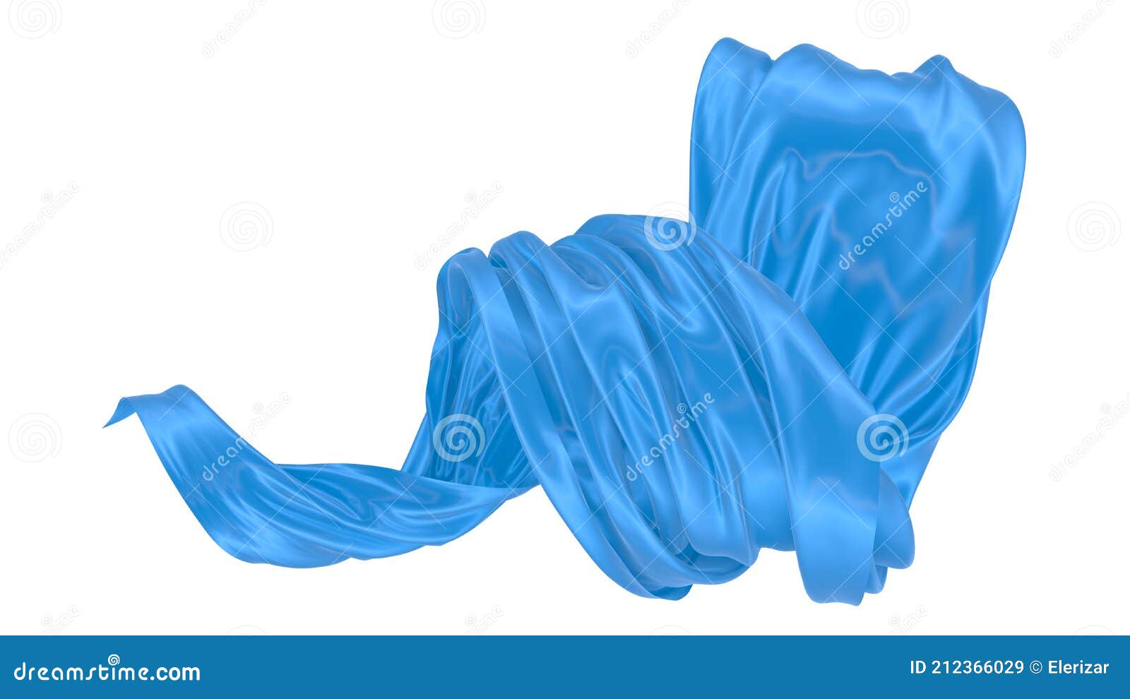 Beautiful Flowing Fabric of Blue Wavy Silk or Satin. 3d Rendering Image ...