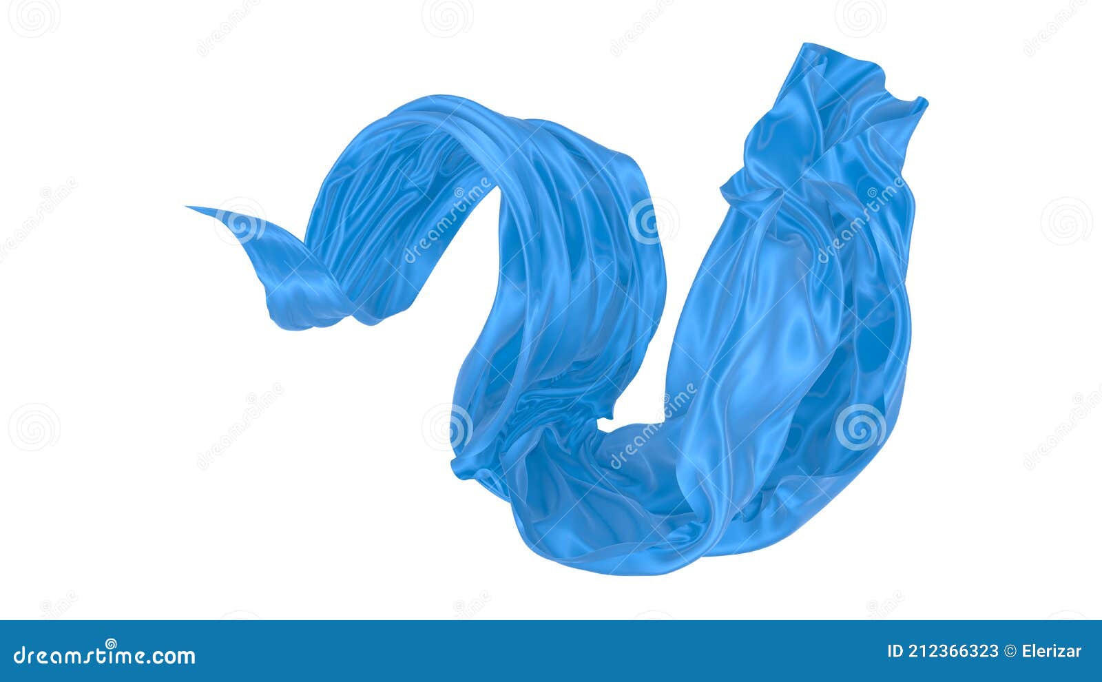 Beautiful Flowing Fabric of Blue Wavy Silk or Satin. 3d Rendering Image ...