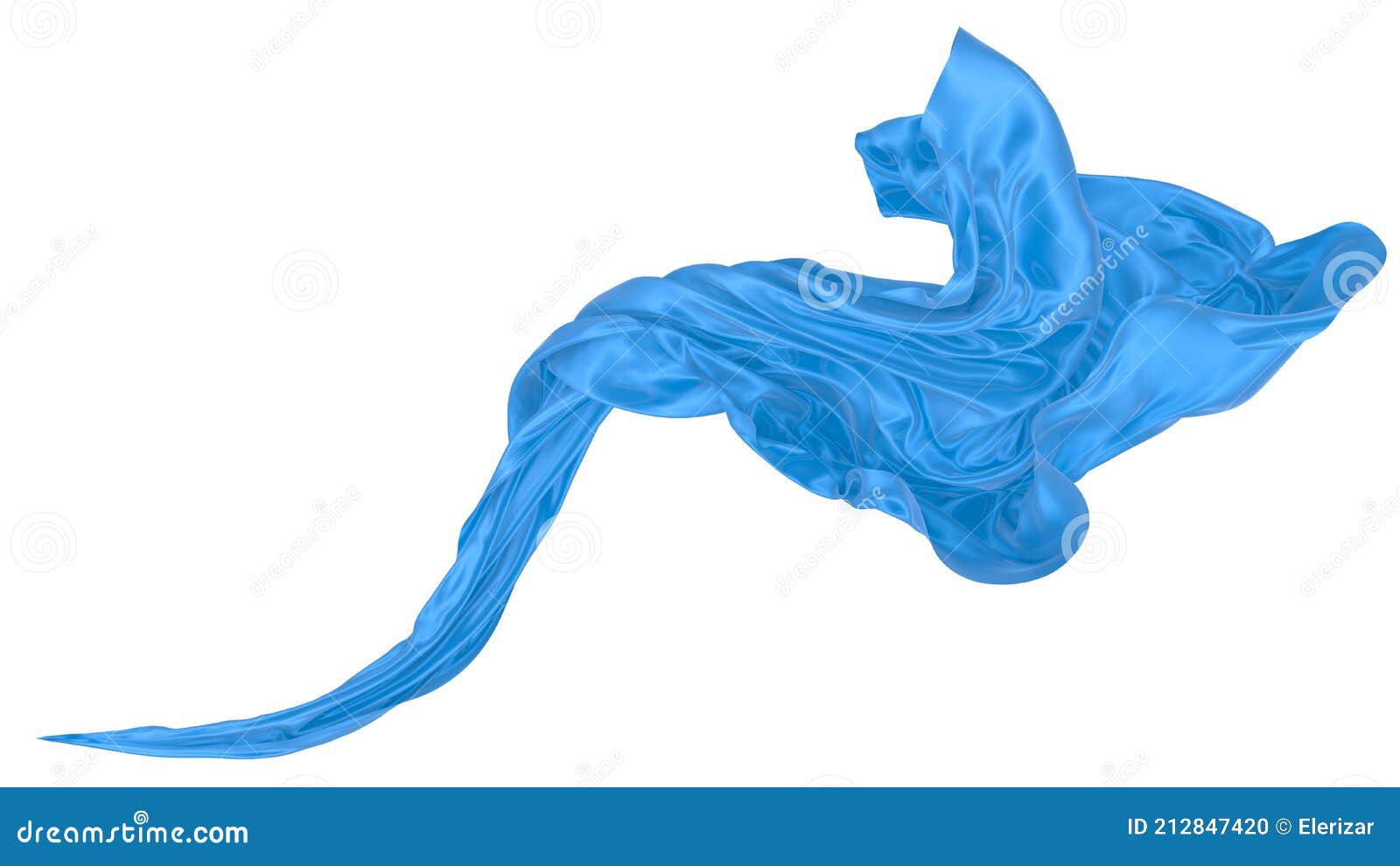 Beautiful Flowing Fabric of Blue Wavy Silk or Satin. 3d Rendering Image ...