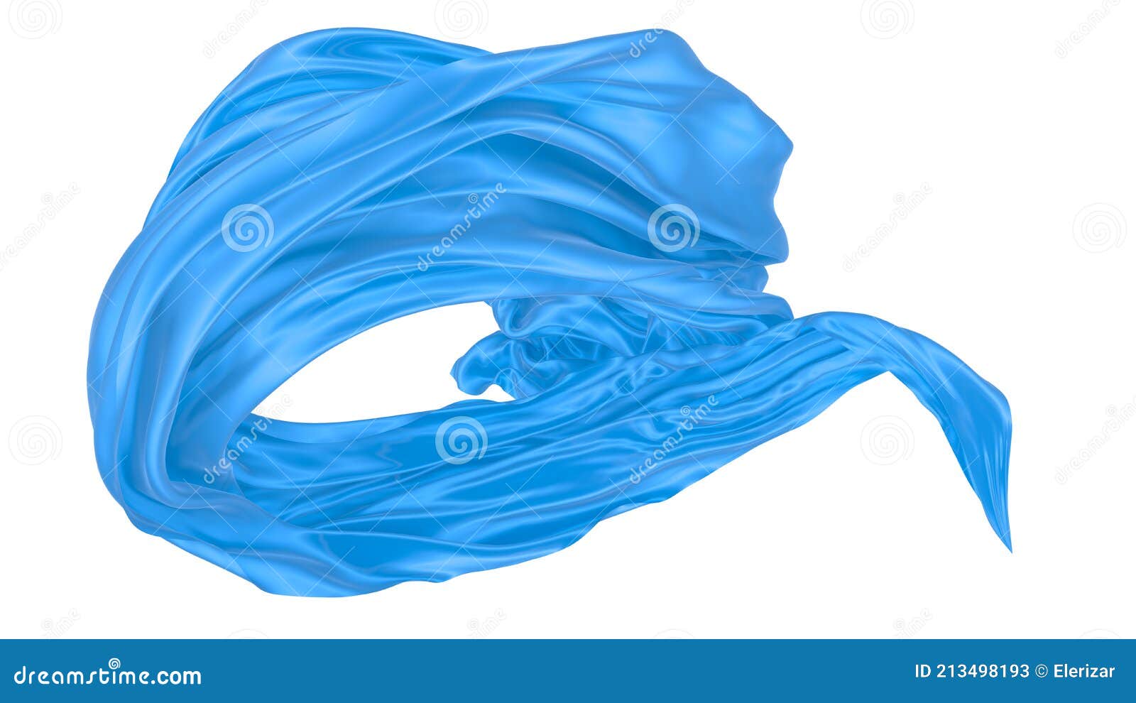 Beautiful Flowing Fabric of Blue Wavy Silk or Satin. 3d Rendering Image ...