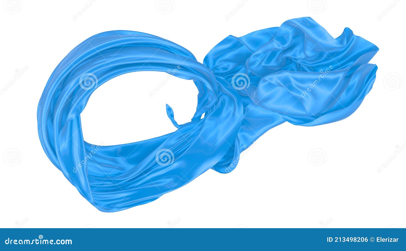 Beautiful Flowing Fabric of Blue Wavy Silk or Satin. 3d Rendering Image ...