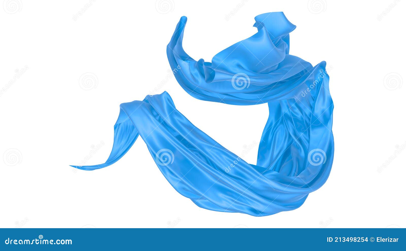 Beautiful Flowing Fabric of Blue Wavy Silk or Satin. 3d Rendering Image ...