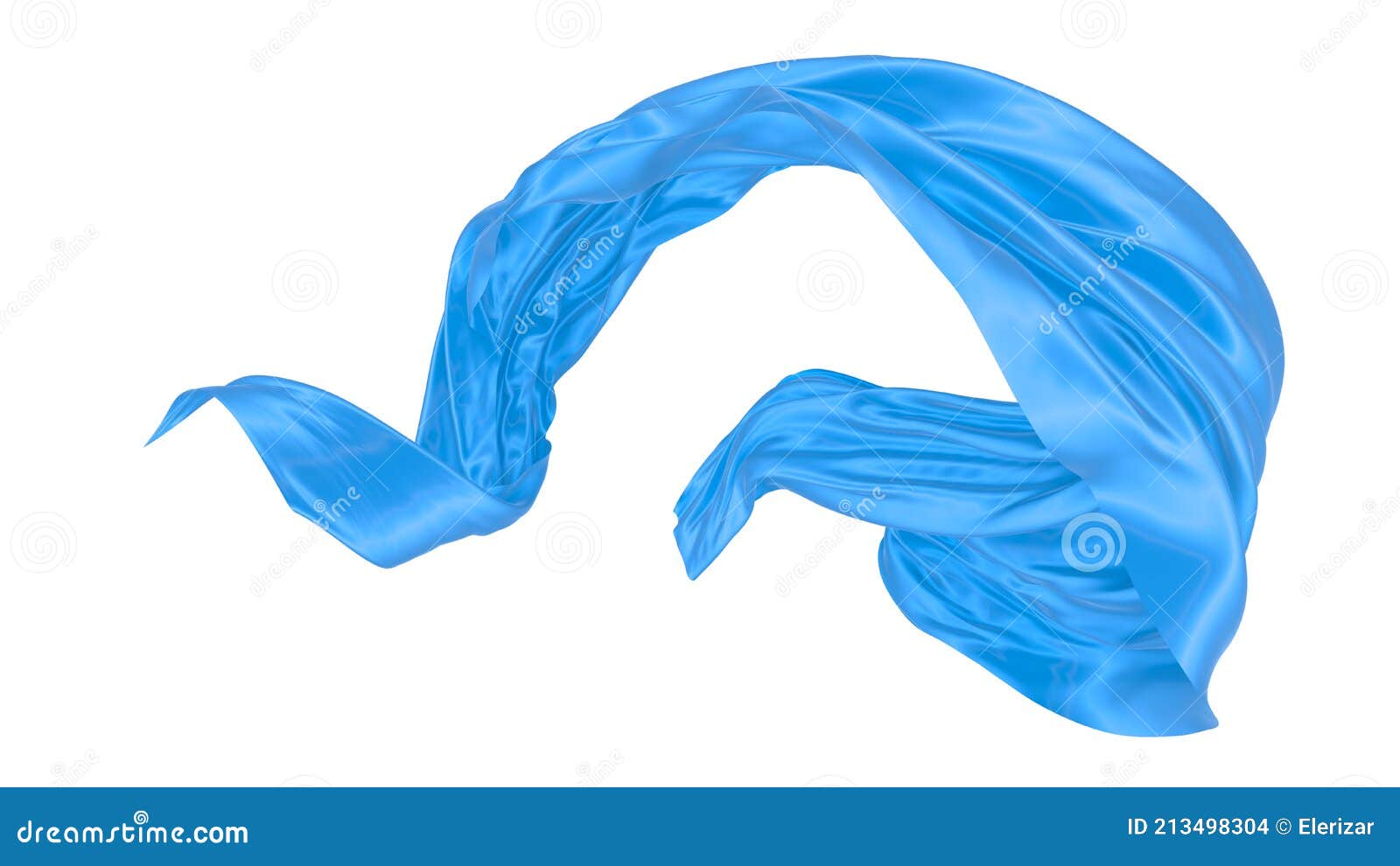Beautiful Flowing Fabric of Blue Wavy Silk or Satin. 3d Rendering Image ...