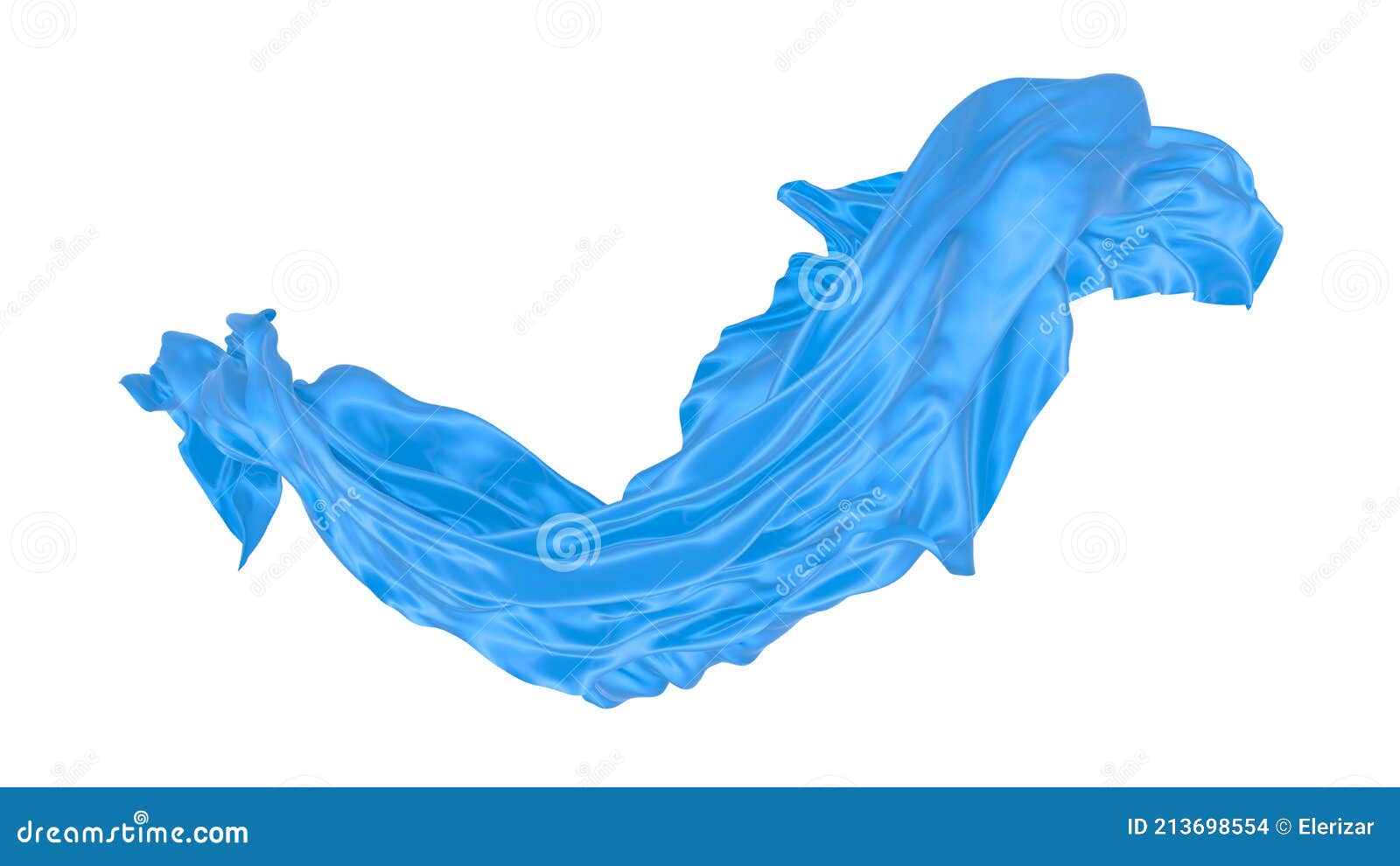 Beautiful Flowing Fabric of Blue Wavy Silk or Satin. 3d Rendering Image ...