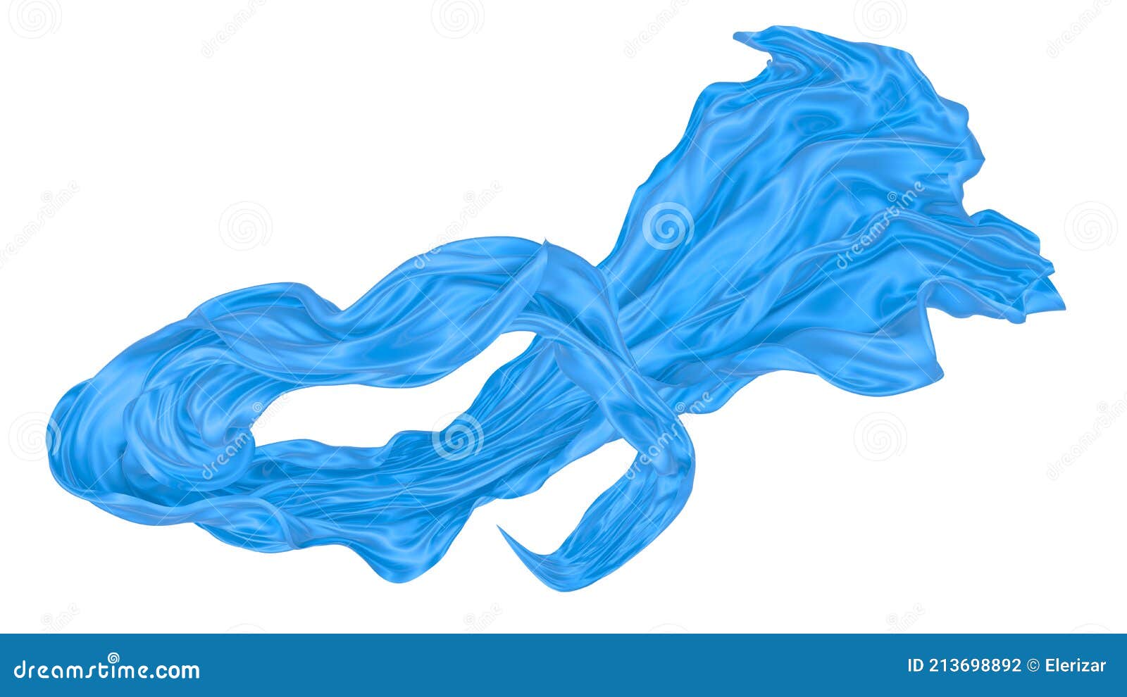 Beautiful Flowing Fabric of Blue Wavy Silk or Satin. 3d Rendering Image ...