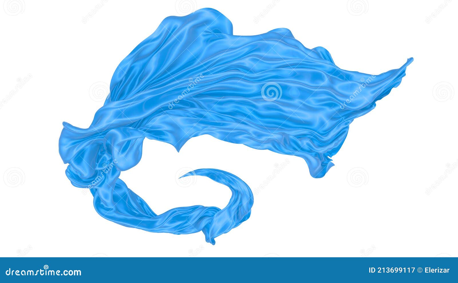 Beautiful Flowing Fabric of Blue Wavy Silk or Satin. 3d Rendering Image ...