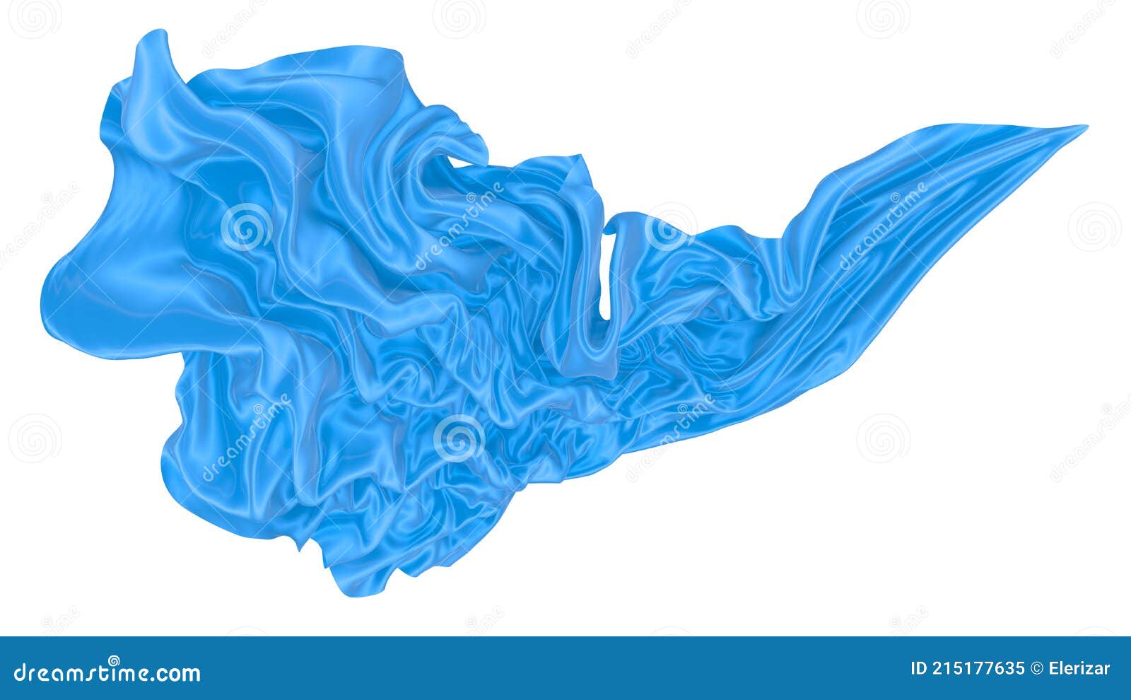 Beautiful Flowing Fabric of Blue Wavy Silk or Satin. 3d Rendering Image ...