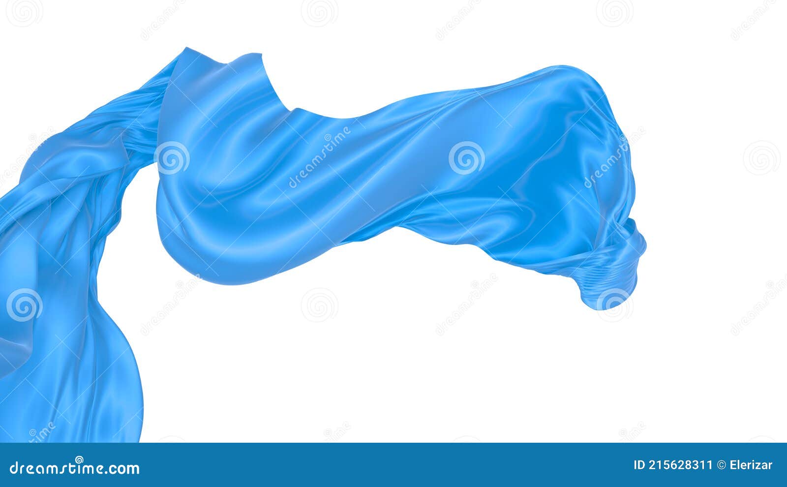 Beautiful Flowing Fabric of Blue Wavy Silk or Satin. 3d Rendering Image ...