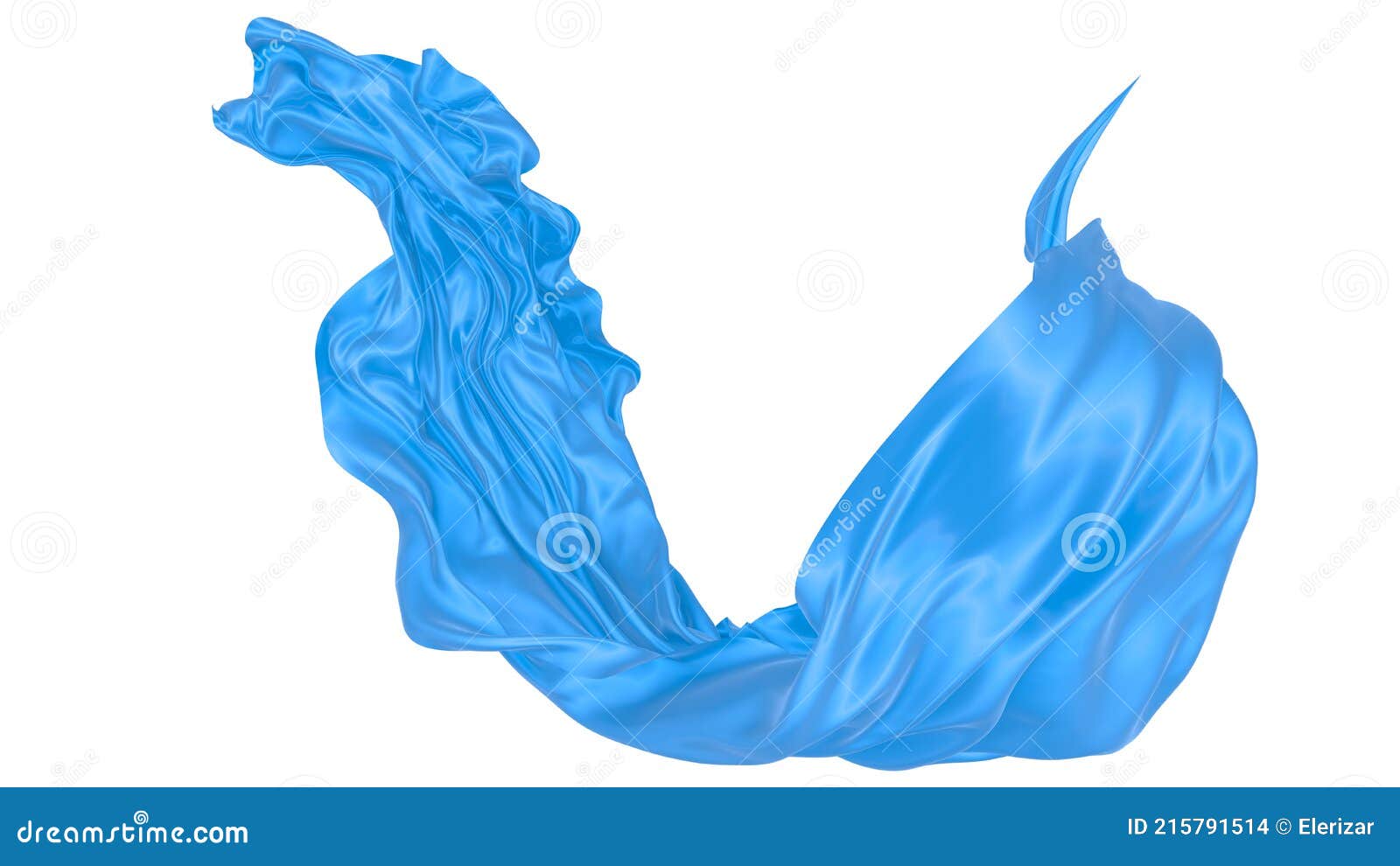 Beautiful Flowing Fabric of Blue Wavy Silk or Satin. 3d Rendering Image ...