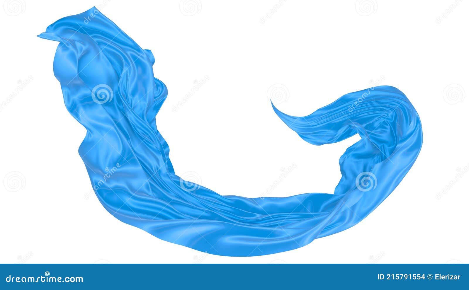 Beautiful Flowing Fabric of Blue Wavy Silk or Satin. 3d Rendering Image ...