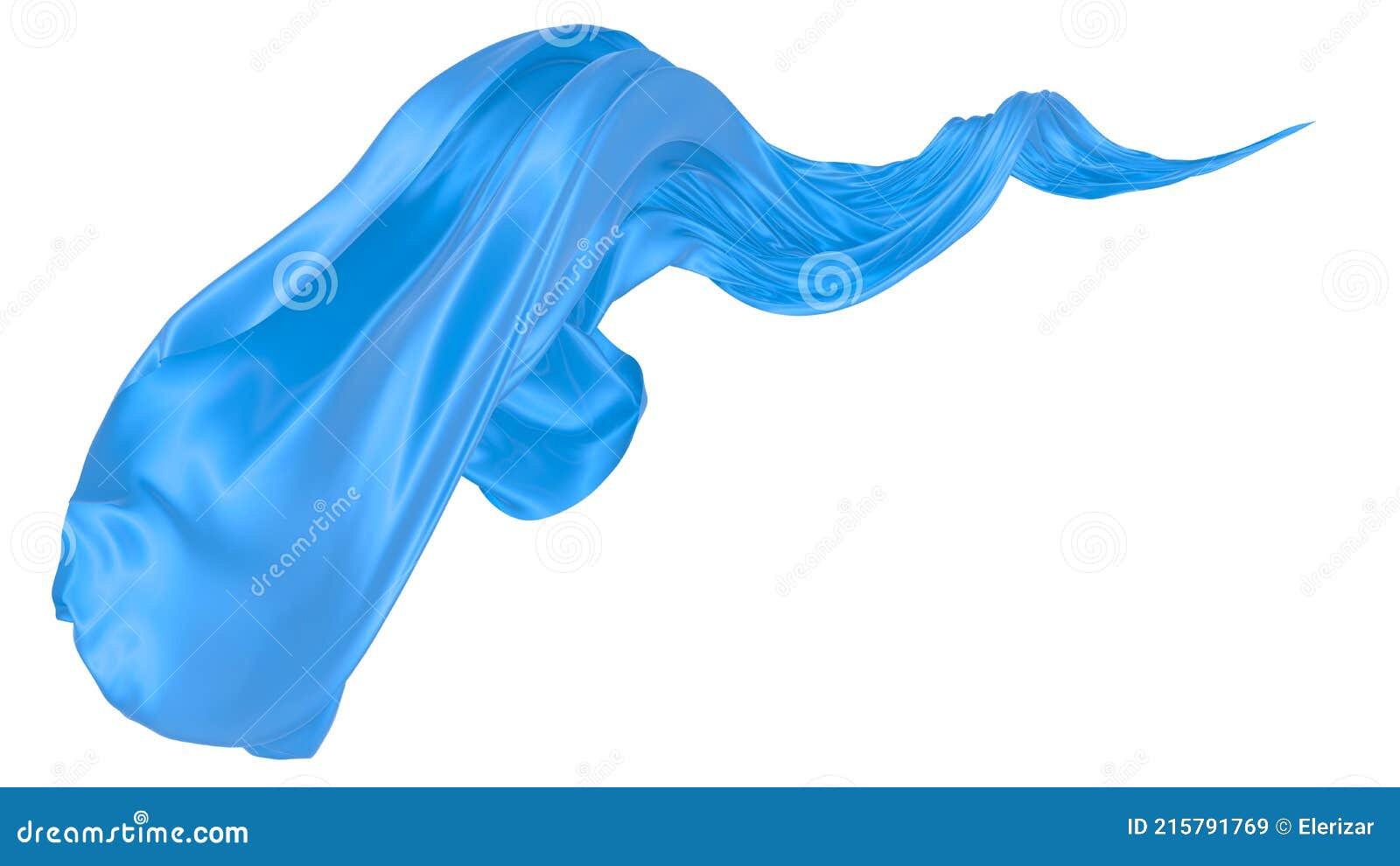 Beautiful Flowing Fabric of Blue Wavy Silk or Satin. 3d Rendering Image ...