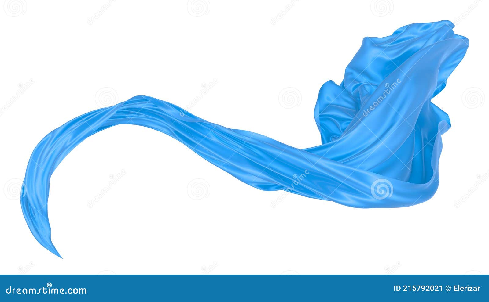 Beautiful Flowing Fabric of Blue Wavy Silk or Satin. 3d Rendering Image ...