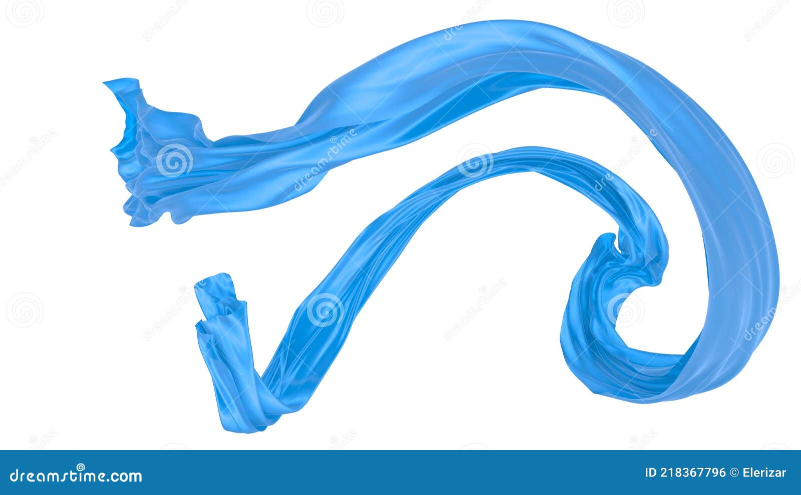 Beautiful Flowing Fabric of Blue Wavy Silk or Satin. 3d Rendering Image ...