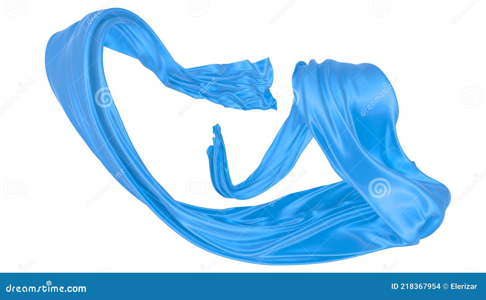 Beautiful Flowing Fabric of Blue Wavy Silk or Satin. 3d Rendering Image ...