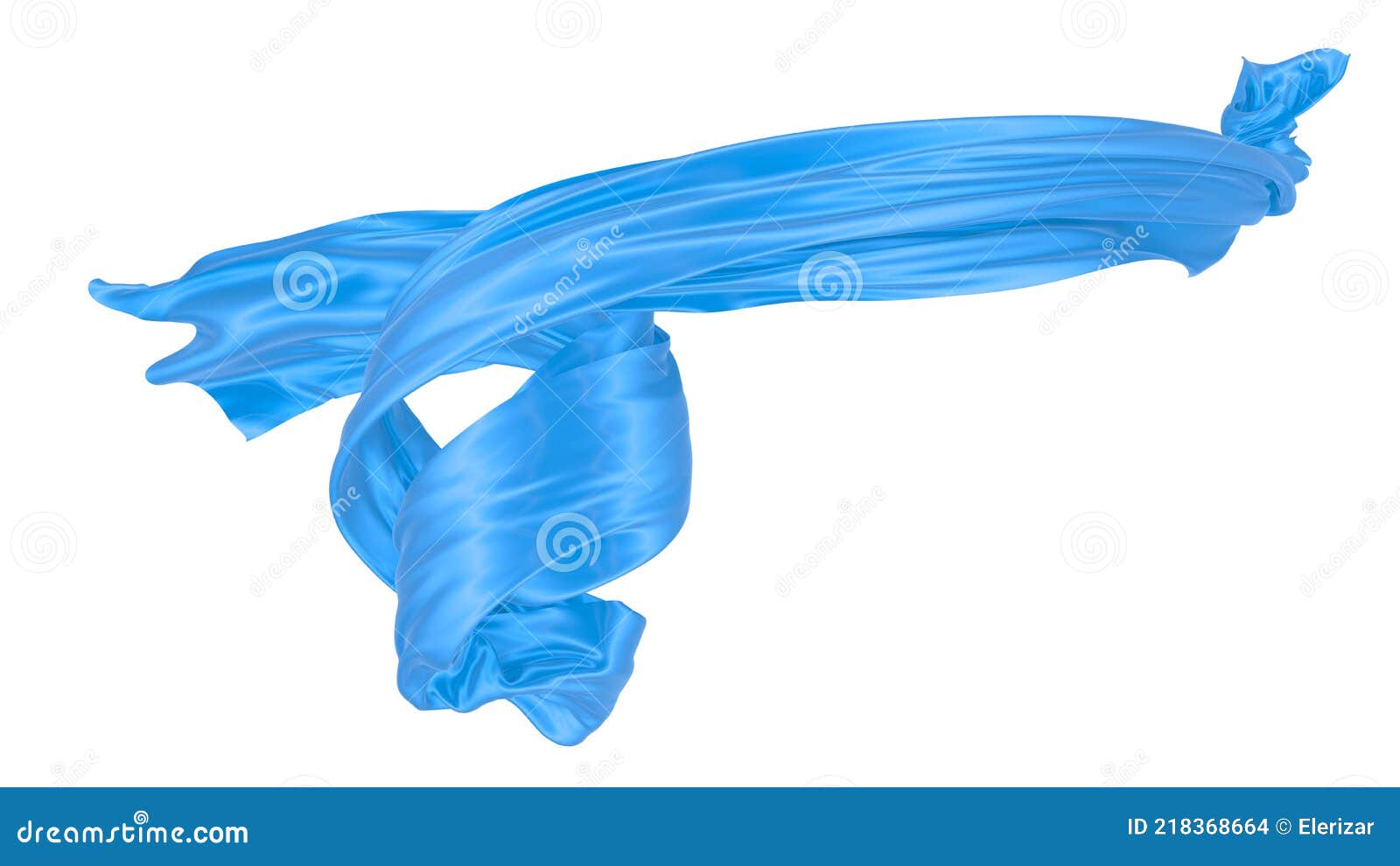 Beautiful Flowing Fabric of Blue Wavy Silk or Satin. 3d Rendering Image ...