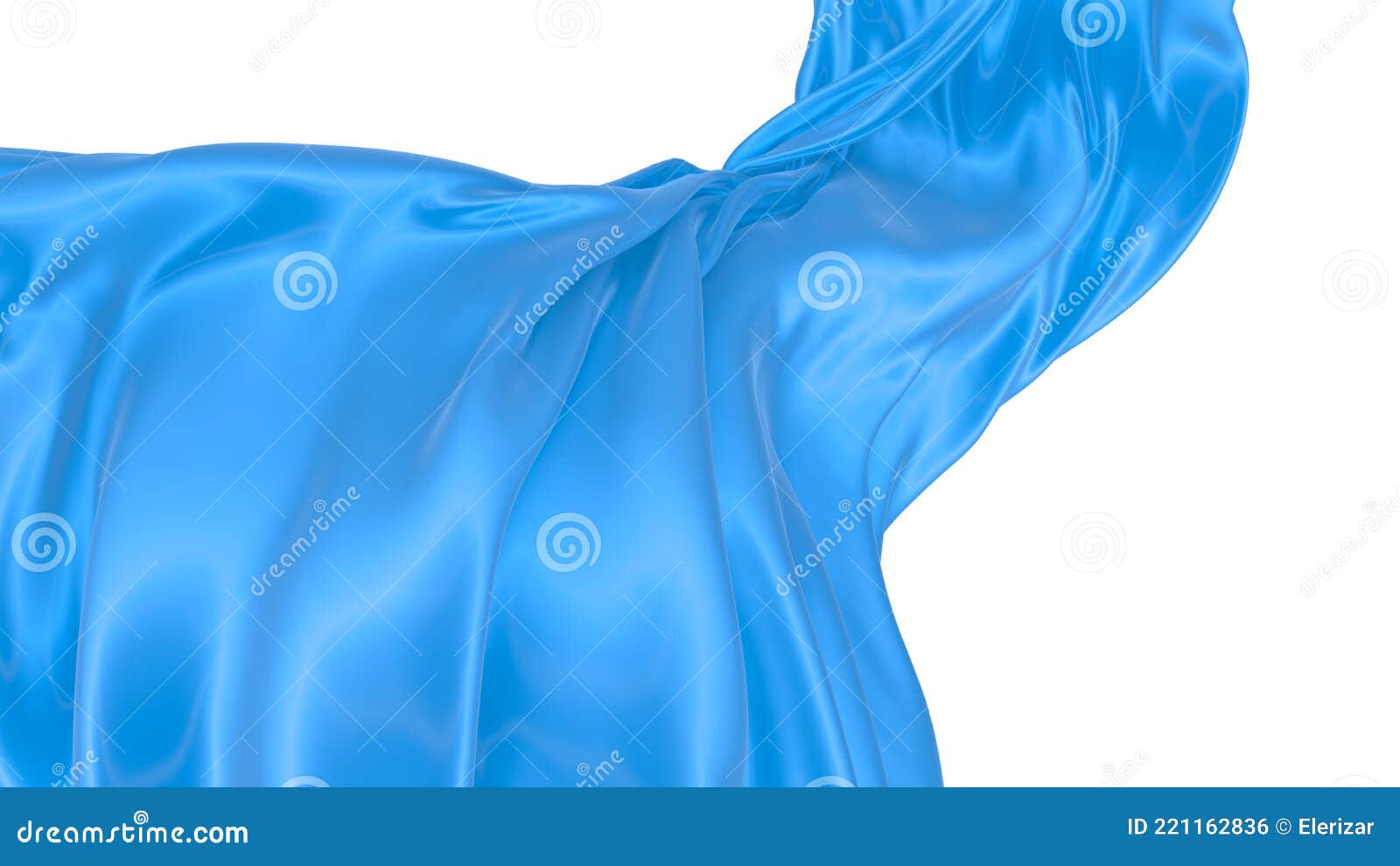 Beautiful Flowing Fabric of Blue Wavy Silk or Satin. 3d Rendering Image ...