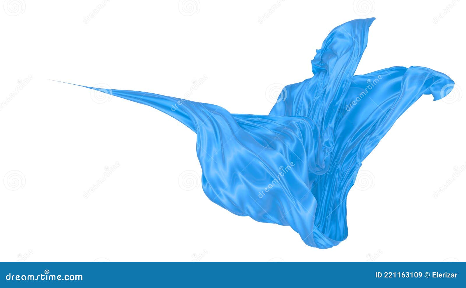 Beautiful Flowing Fabric of Blue Wavy Silk or Satin. 3d Rendering Image ...