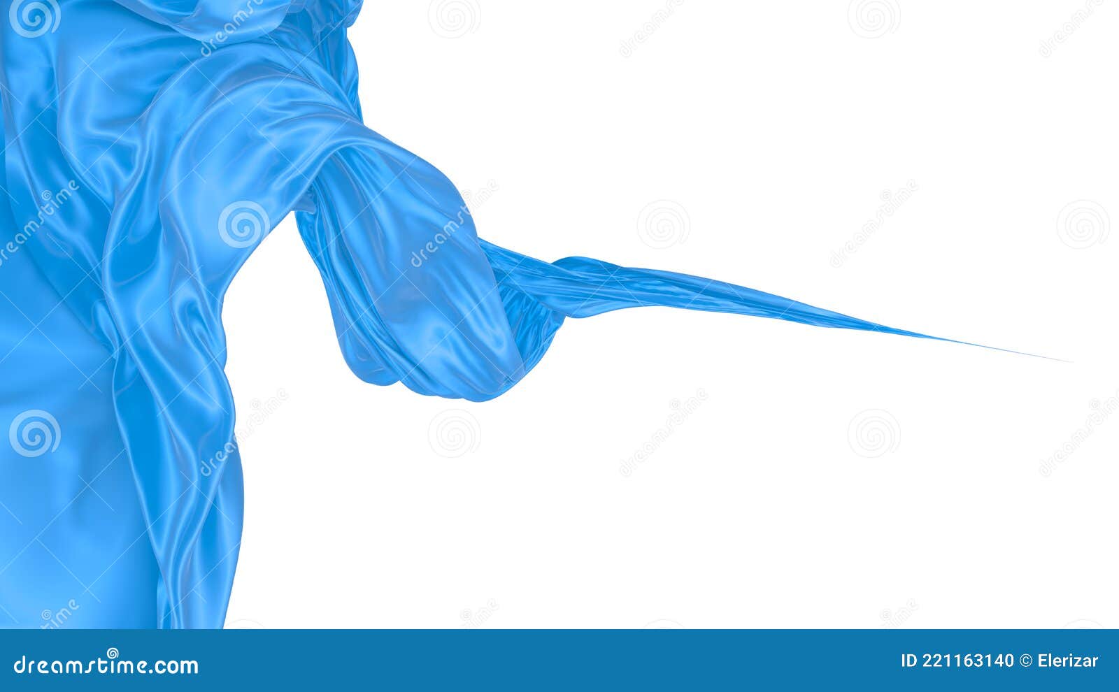 Beautiful Flowing Fabric of Blue Wavy Silk or Satin. 3d Rendering Image ...