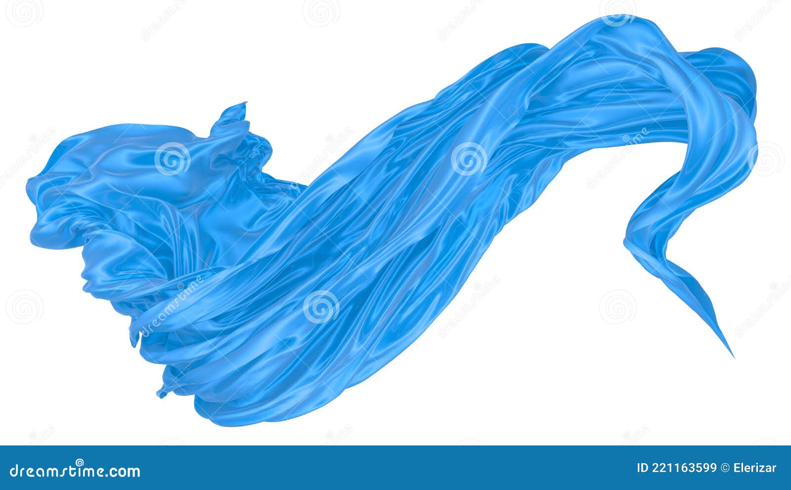 Beautiful Flowing Fabric of Blue Wavy Silk or Satin. 3d Rendering Image ...