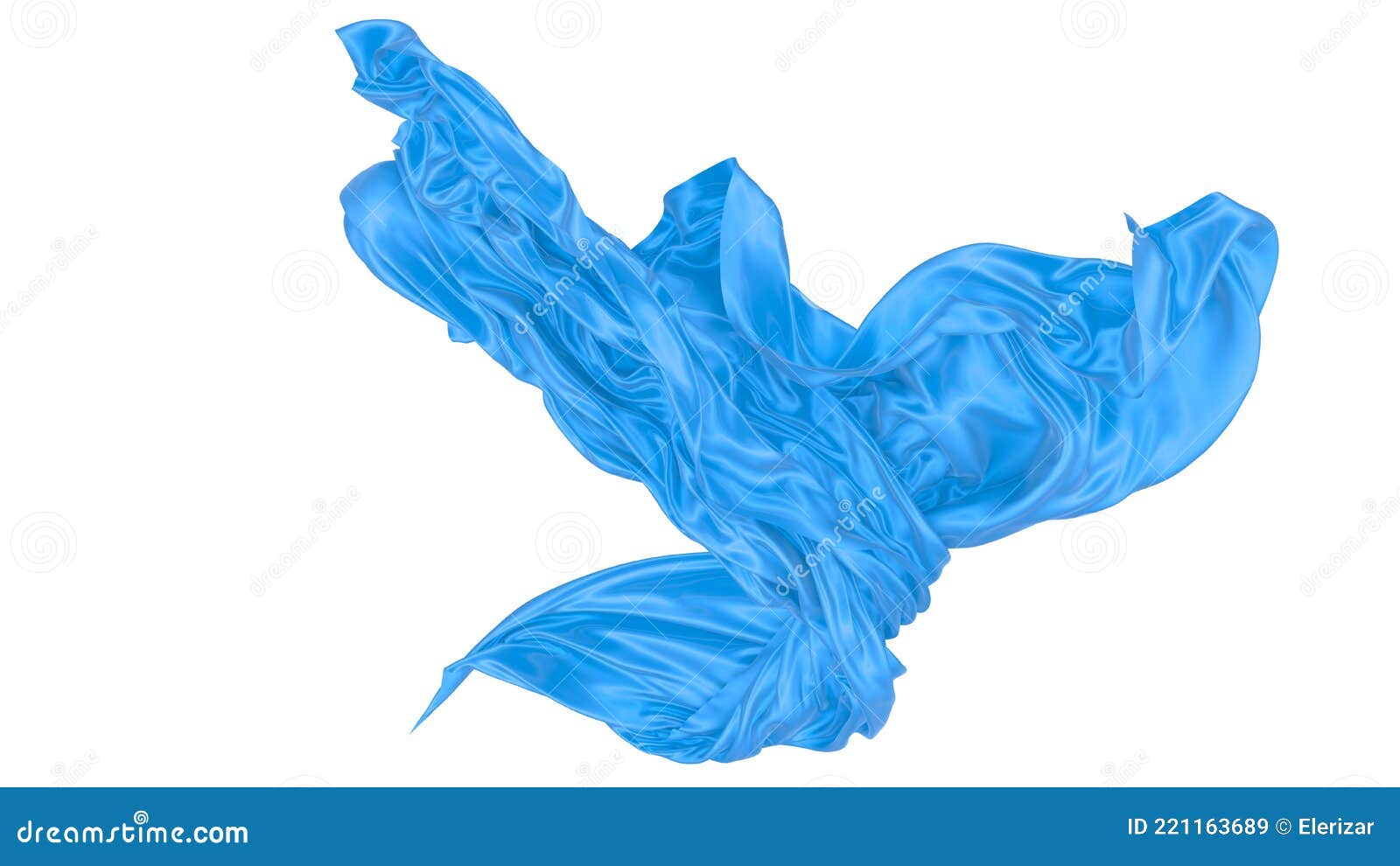 Beautiful Flowing Fabric of Blue Wavy Silk or Satin. 3d Rendering Image ...