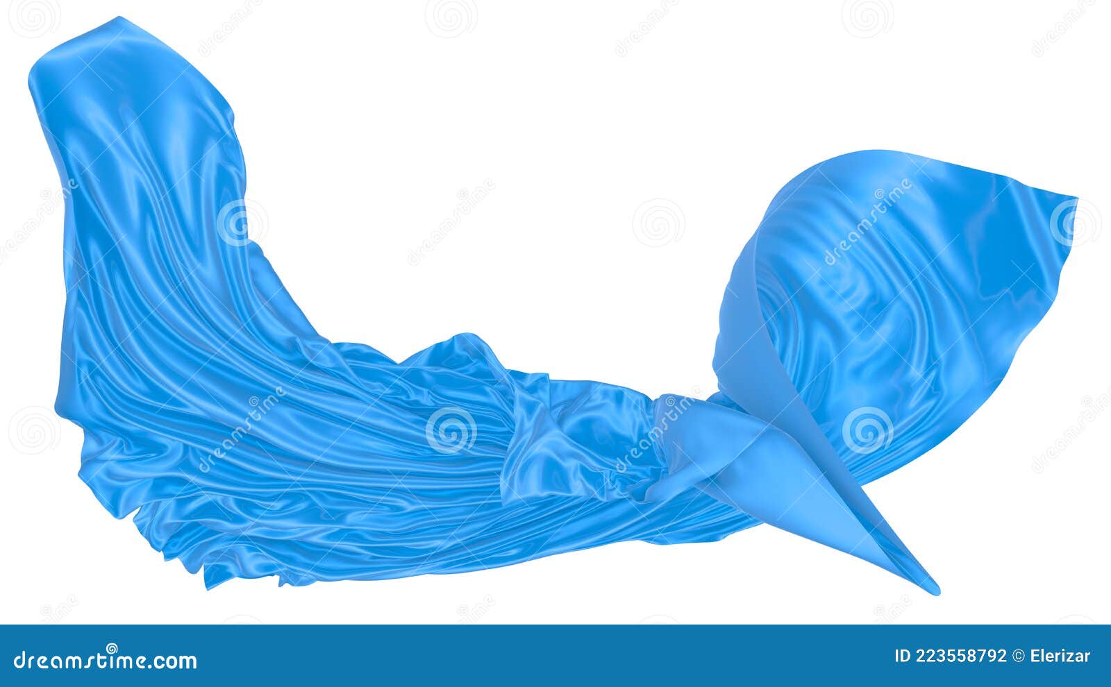 Beautiful Flowing Fabric of Blue Wavy Silk or Satin. 3d Rendering Image ...