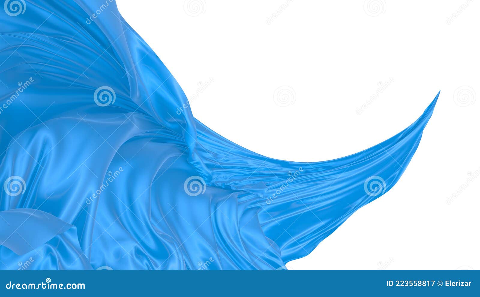 Beautiful Flowing Fabric of Blue Wavy Silk or Satin. 3d Rendering Image ...
