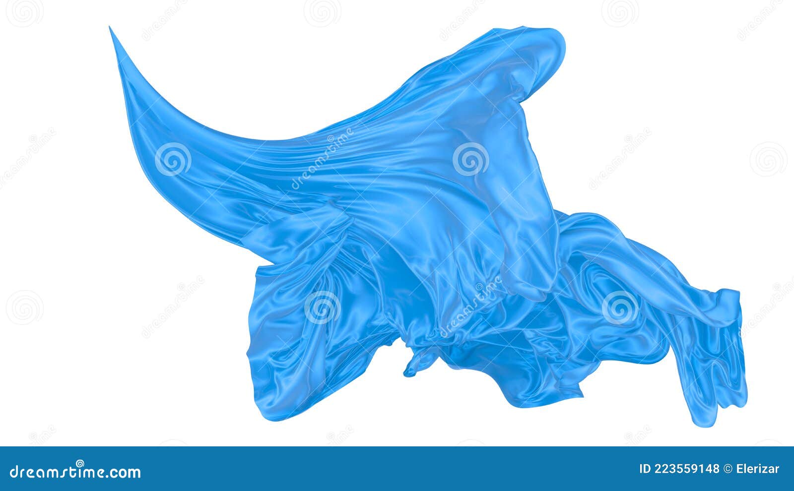 Beautiful Flowing Fabric of Blue Wavy Silk or Satin. 3d Rendering Image ...