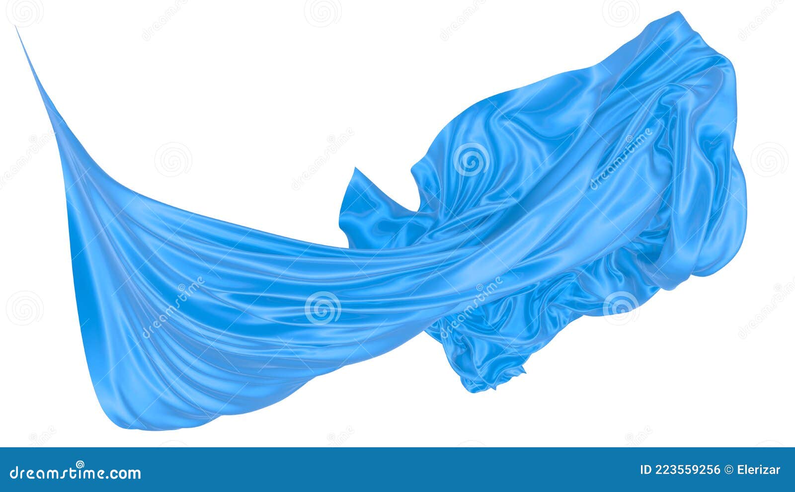 Beautiful Flowing Fabric of Blue Wavy Silk or Satin. 3d Rendering Image ...