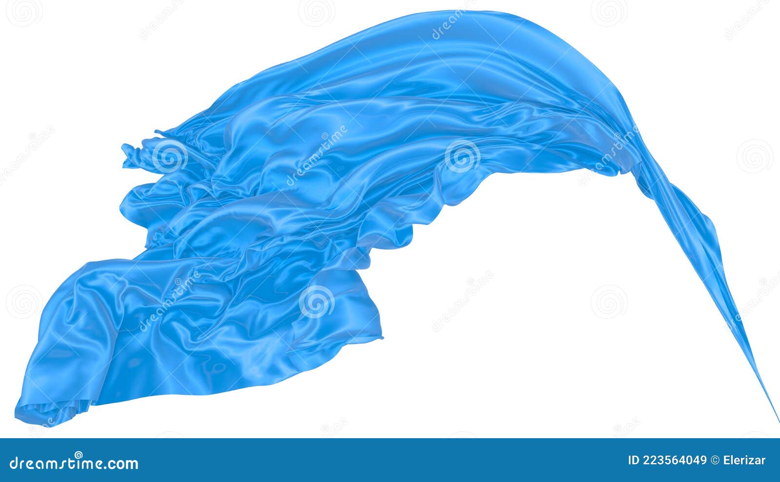 Beautiful Flowing Fabric of Blue Wavy Silk or Satin. 3d Rendering Image ...