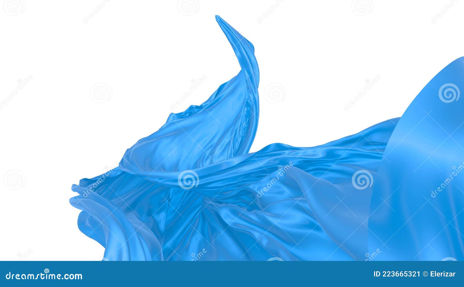 Beautiful Flowing Fabric of Blue Wavy Silk or Satin. 3d Rendering Image ...