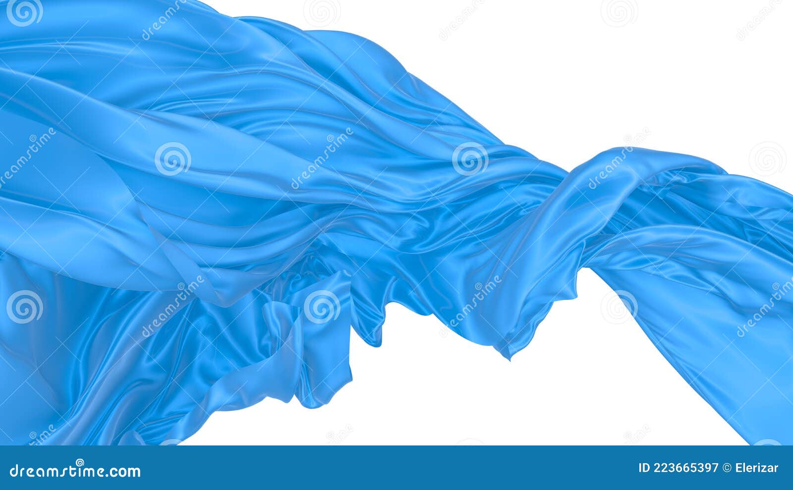 Beautiful Flowing Fabric of Blue Wavy Silk or Satin. 3d Rendering Image ...