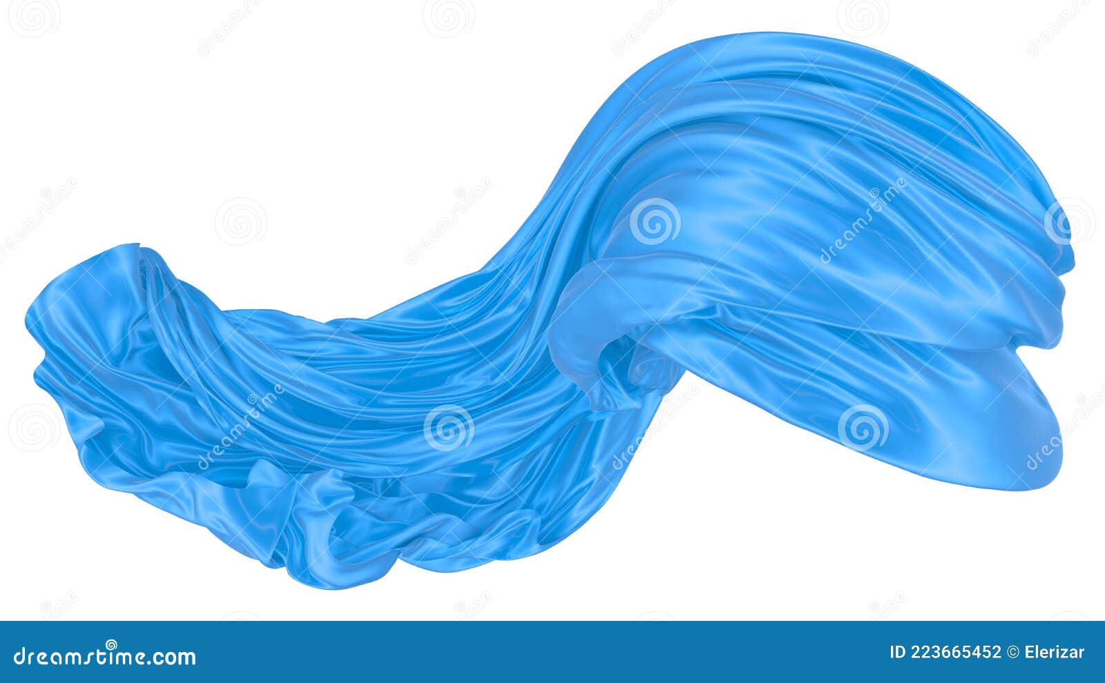 Beautiful Flowing Fabric of Blue Wavy Silk or Satin. 3d Rendering Image ...