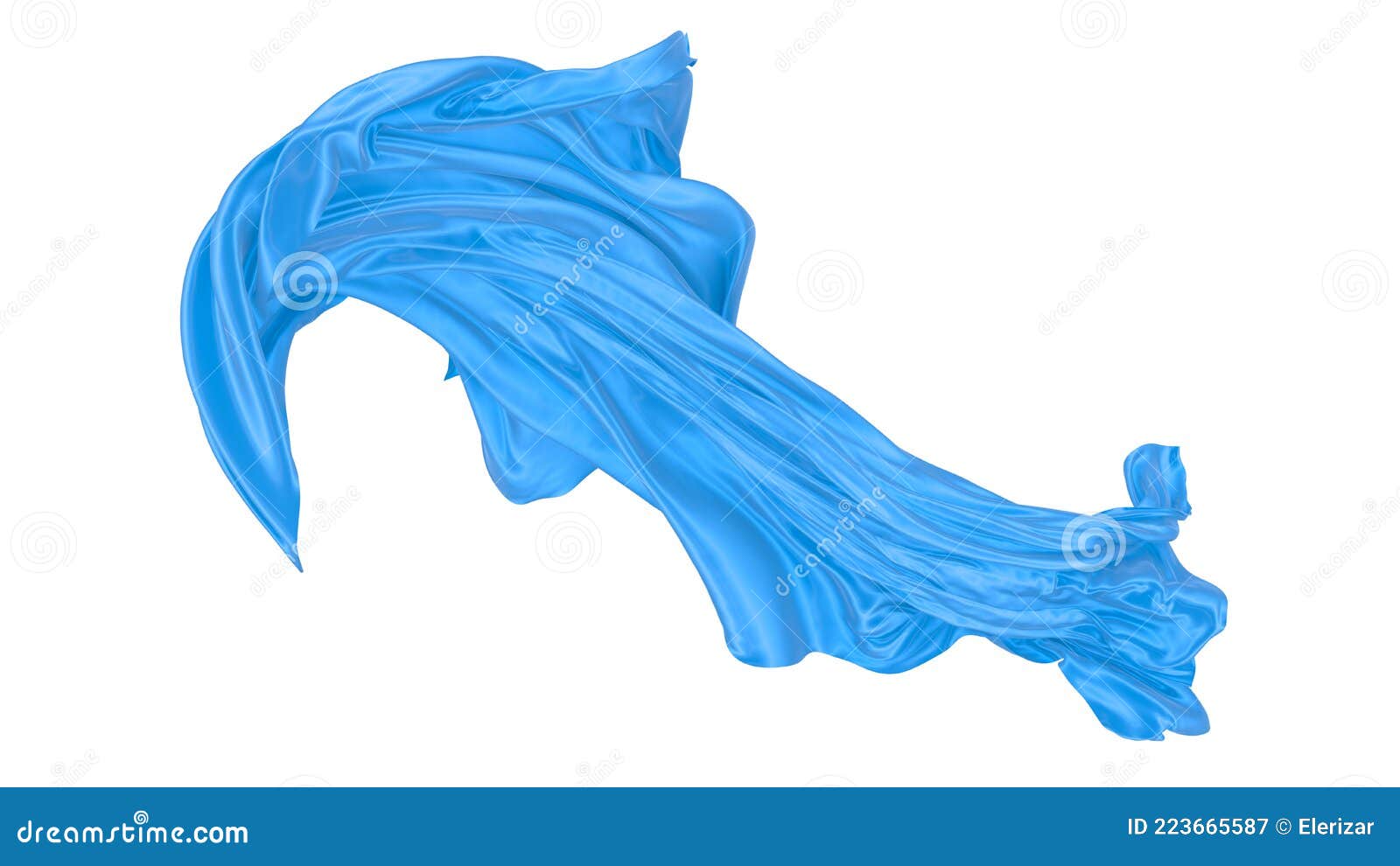 Beautiful Flowing Fabric of Blue Wavy Silk or Satin. 3d Rendering Image ...